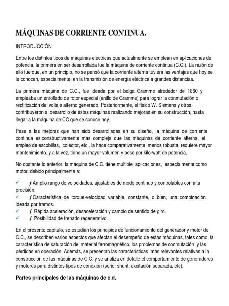 Máquinas de Corriente Continua | PDF | Inductor | Corriente eléctrica