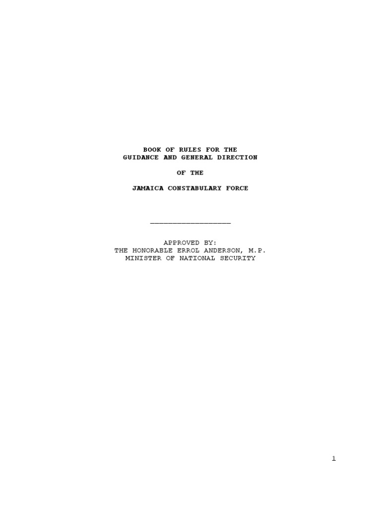 Jamaica Constabulary Force Rules | PDF | Inspector | Military Discharge
