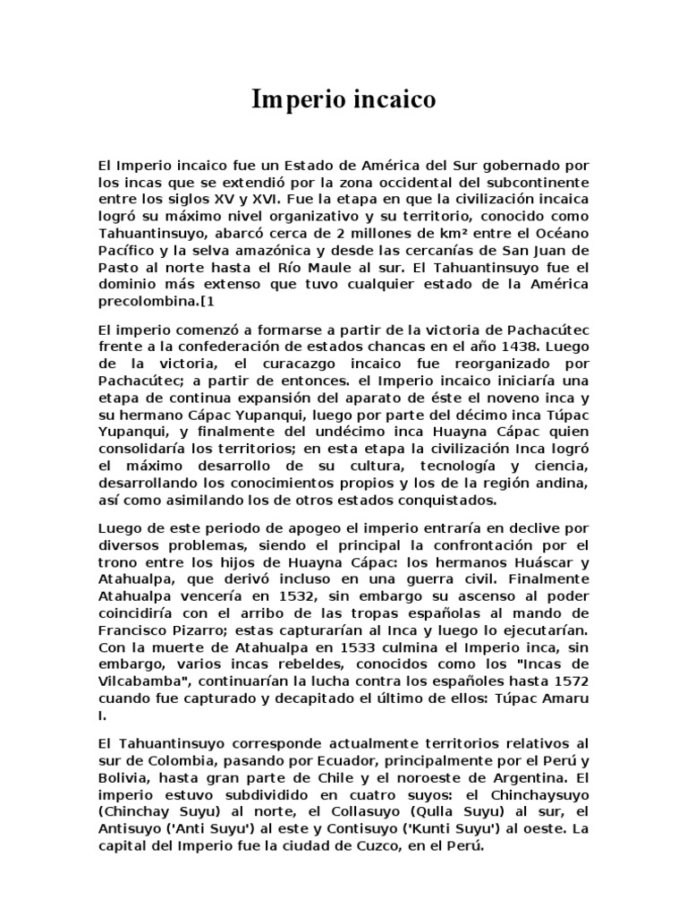 Imperio Incaico Pdf Business