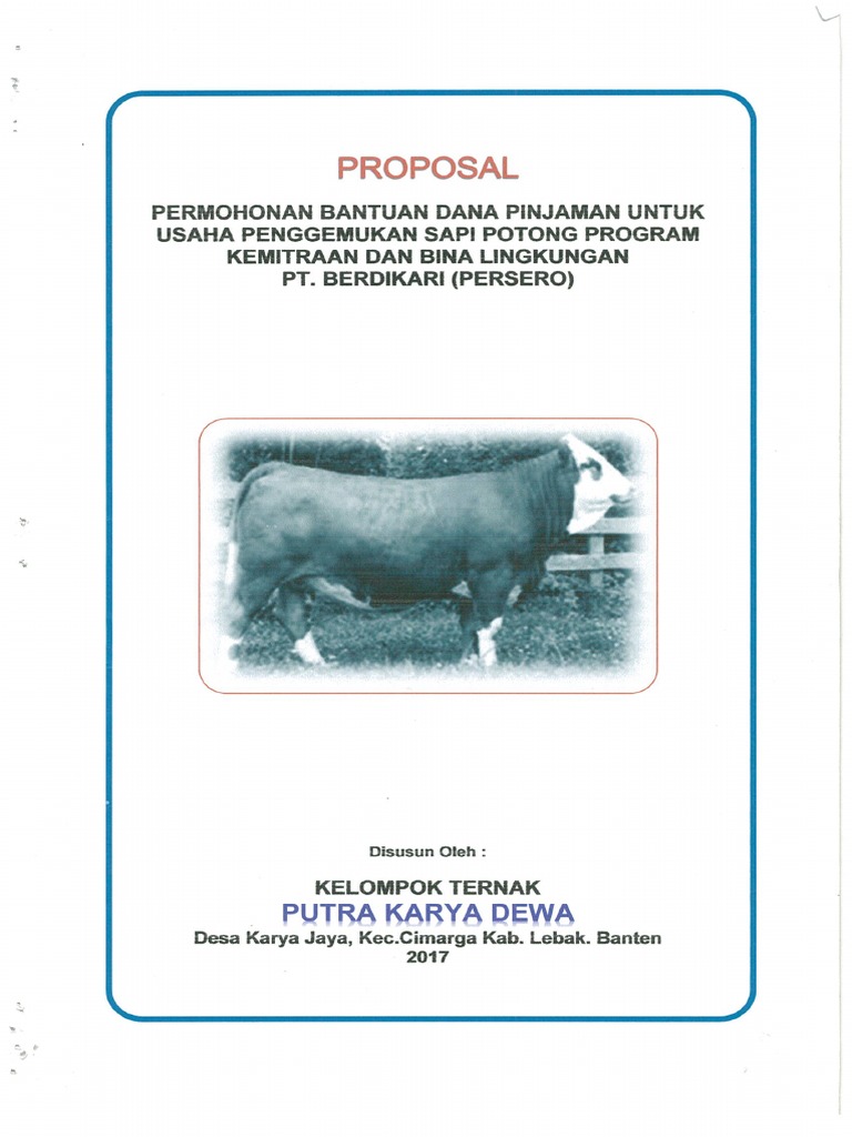Contoh Proposal PK Penggemukan Sapi | PDF