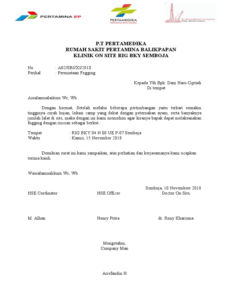 Surat Permintaan Fogging | PDF