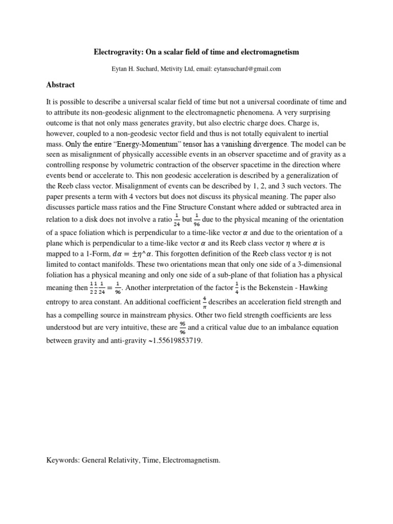 Electro-Gravity Via Goemetric Chronon Field and On The Origin of Mass ...