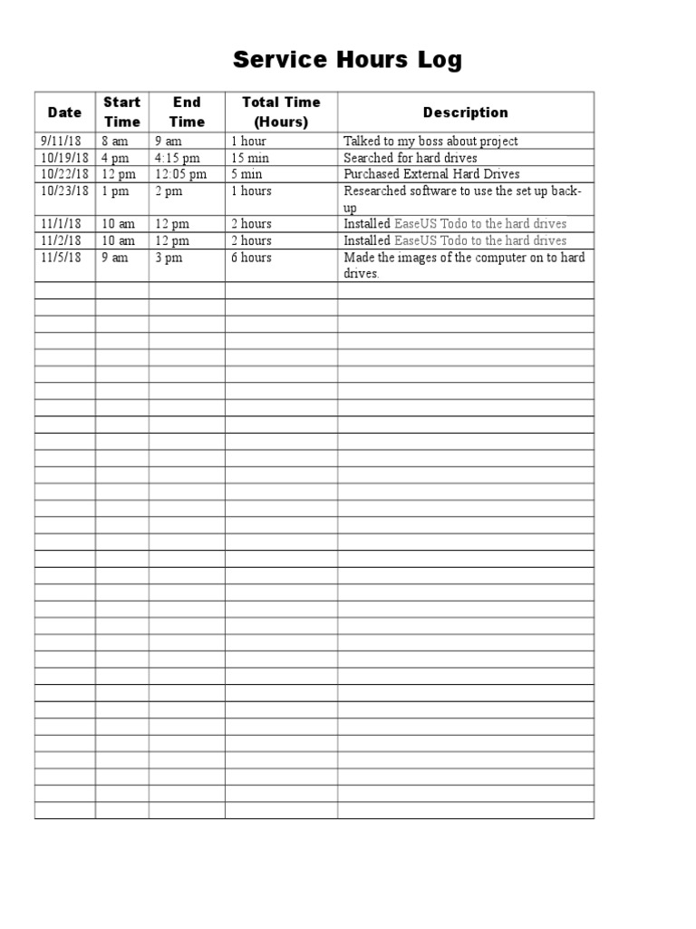 Service Hours Log | PDF