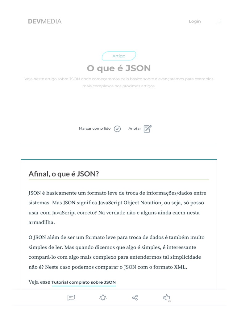 O Que É JSON - Do Básico Ao Avançado Com JSON - Leia Agora! | PDF ...