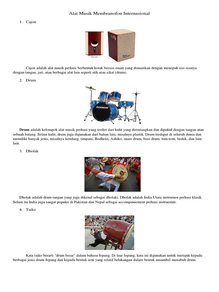Alat Musik Membranofon Internasional | PDF
