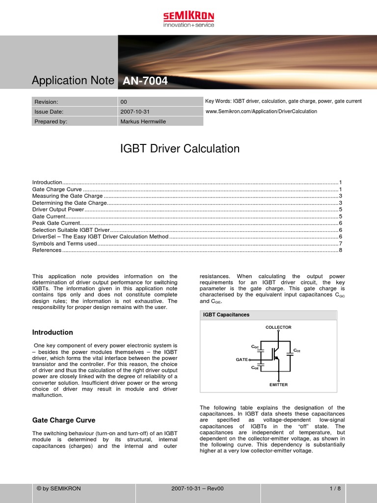 Application Note: Key Words: IGBT Driver, Calculation, Gate Charge ...