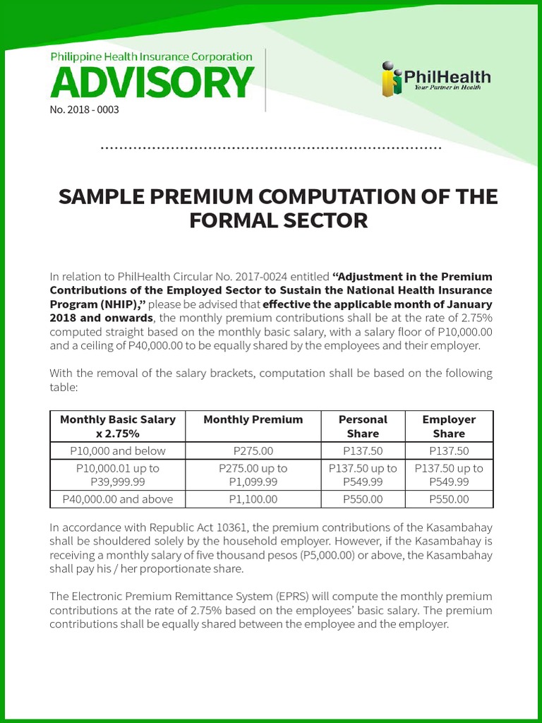 Sample Premium Computation of The Formal Sector | PDF | Insurance ...