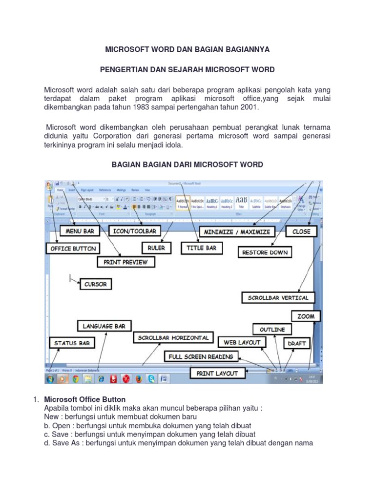 Microsoft Word Dan Bagian Bagiannya | PDF | Karier & Perkembangan | Seni