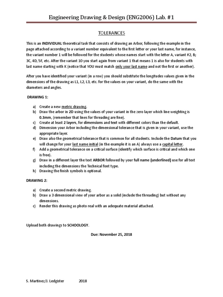 Lab 1 Shaft With Tolerances 2018 | PDF
