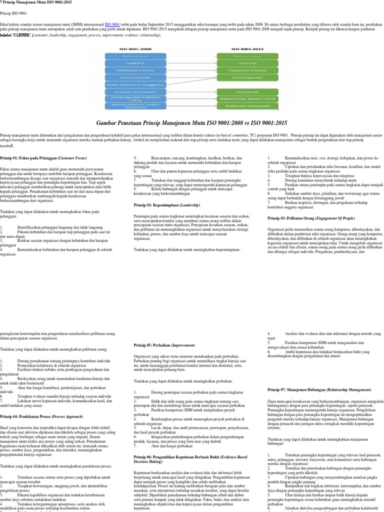 7 Prinsip Manajemen Mutu ISO 9001 | PDF
