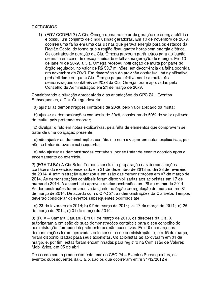 Eventos Subsequentes e Ajustes nas Demonstrações Contábeis de acordo ...