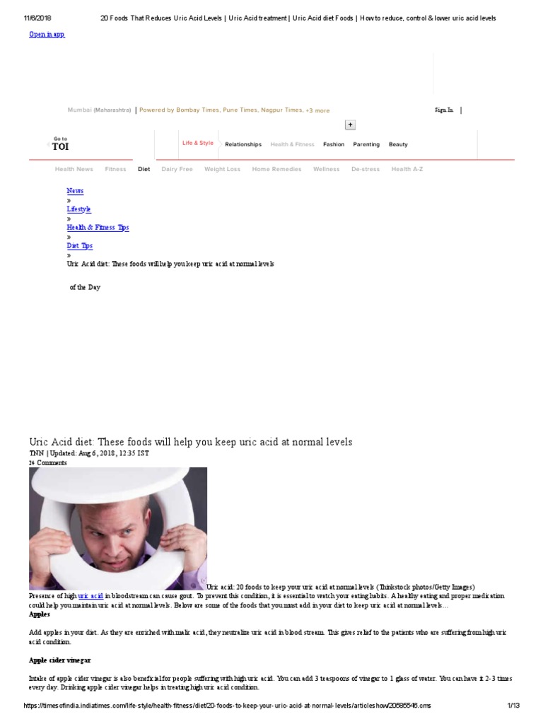 20 Foods That Reduces Uric Acid Levels - Uric Acid Treatment - Uric ...