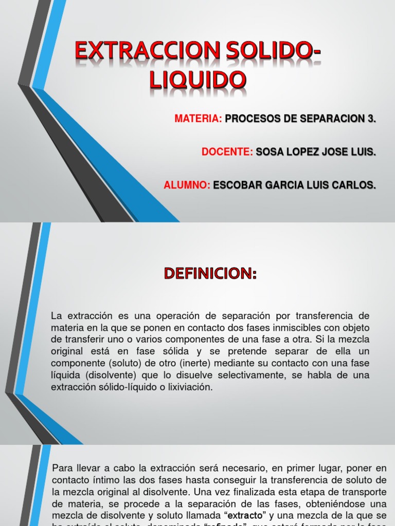 Extracción Sólido-Líquido: Guía Básica | PDF | Concentración | Solubilidad