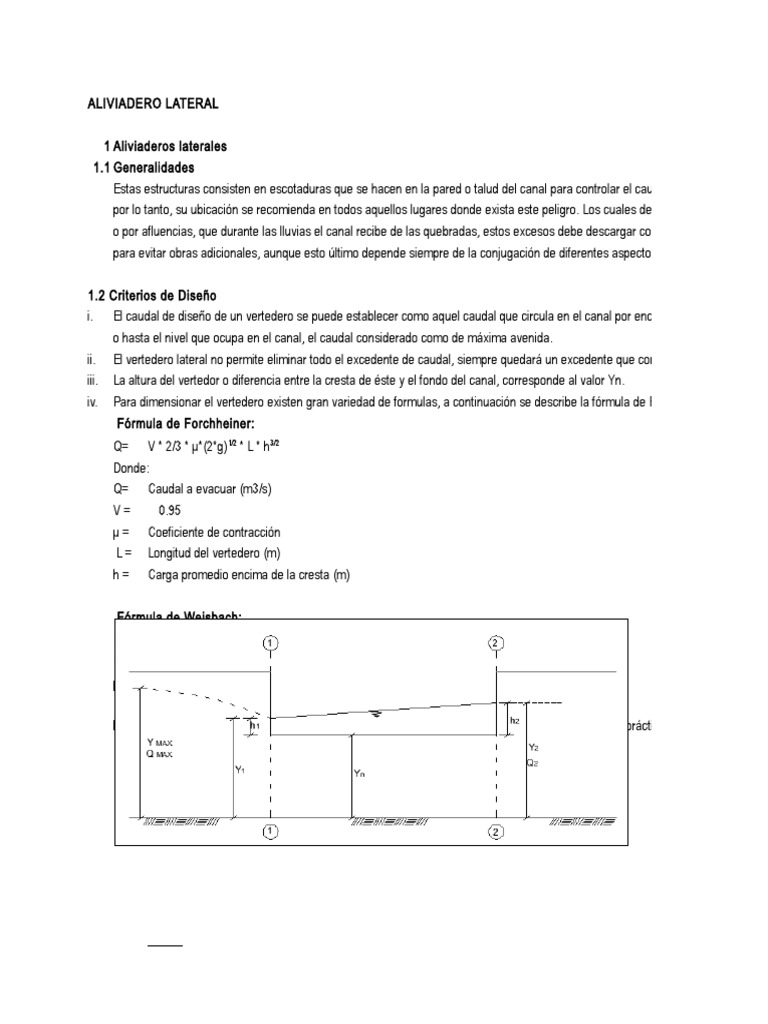 Vertedero Lateral | PDF | Descarga (hidrología) | Ecologia Acuatica