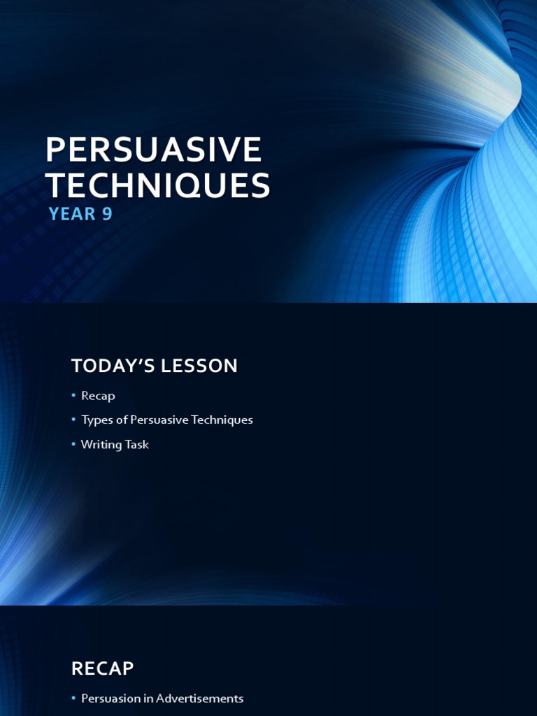 Y9 - Persuasive Techniques | PDF | Persuasion | Senses