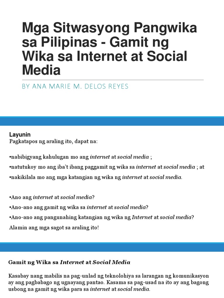 Gamit NG Wika Sa Internet at Social MediA | PDF