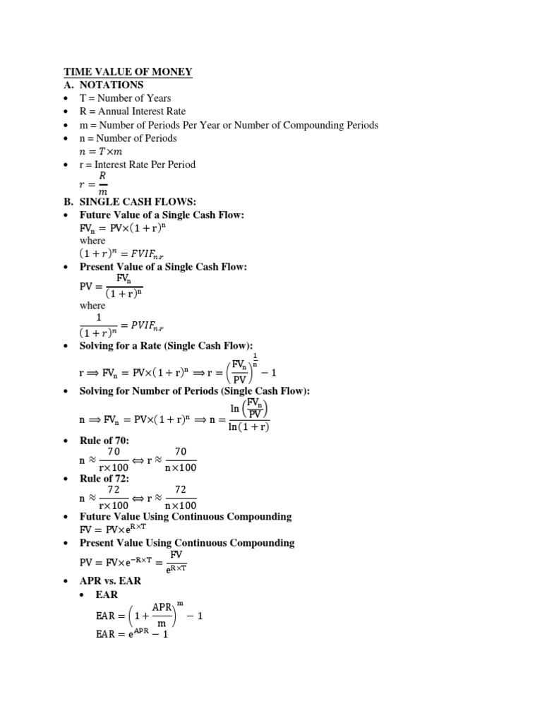 Time Value of Money Formulas Guide | PDF