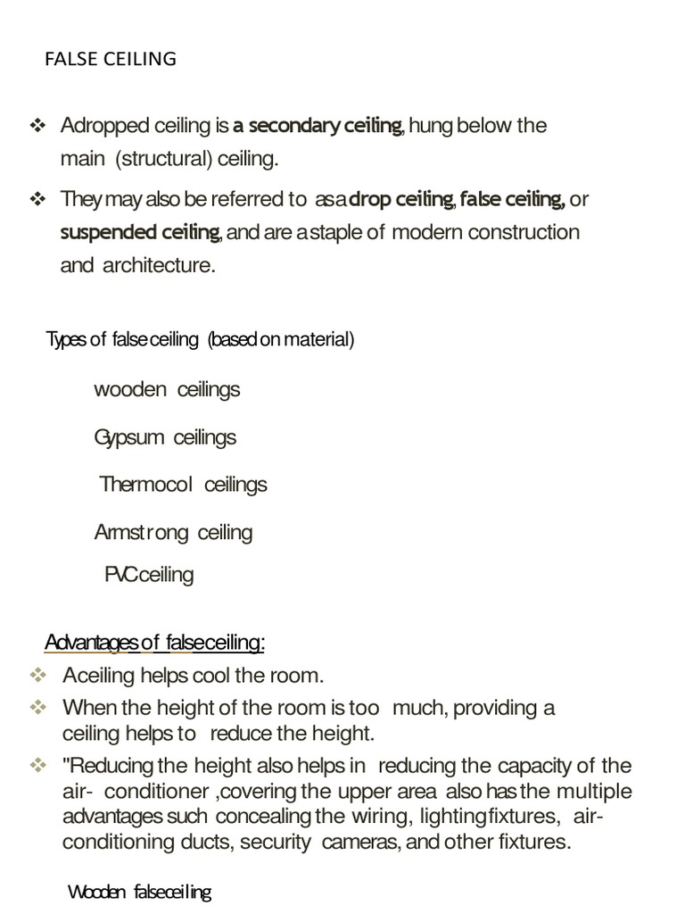 False Ceiling | PDF | Ceiling | Components