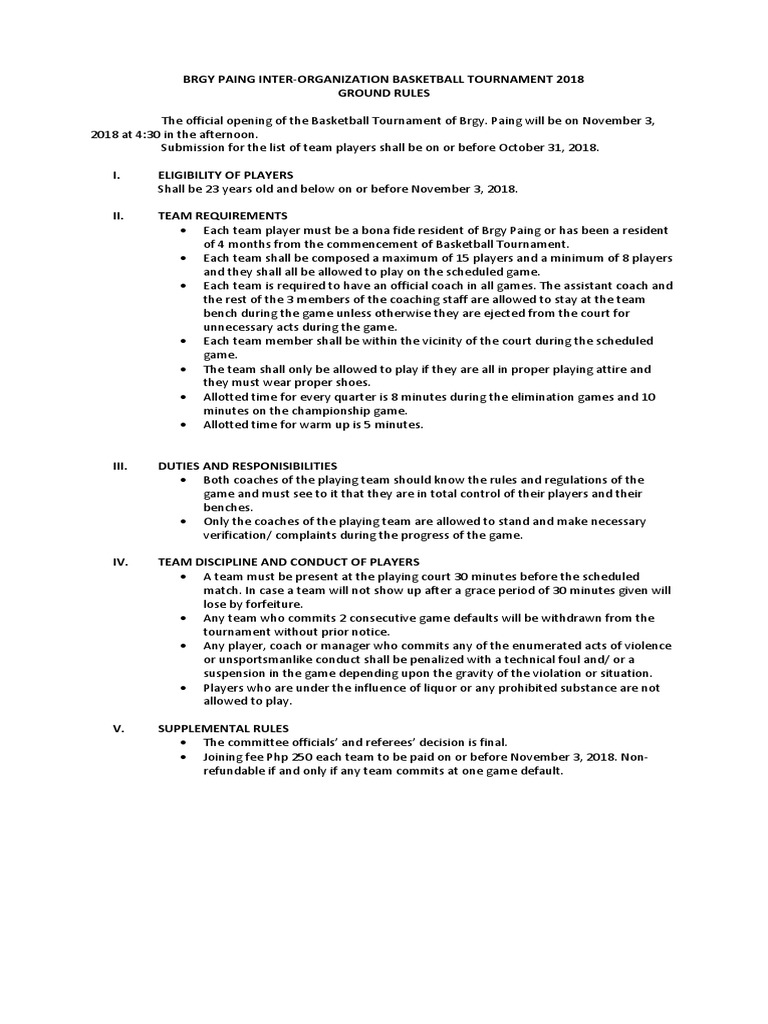 Basketball Tournament | PDF | Referee | Sports