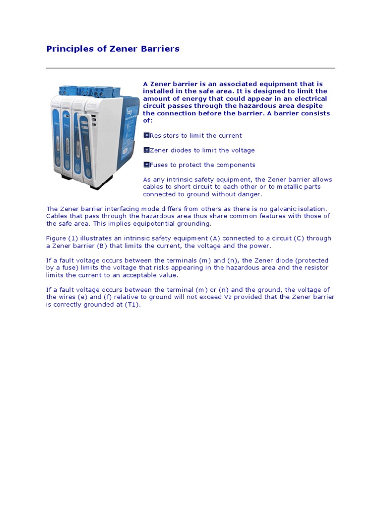 Principles of Zener Barriers | PDF | Electrical Resistance And ...