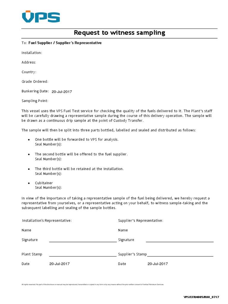 VPS Request To Witness Sampling e Form Power Plant 1 | PDF