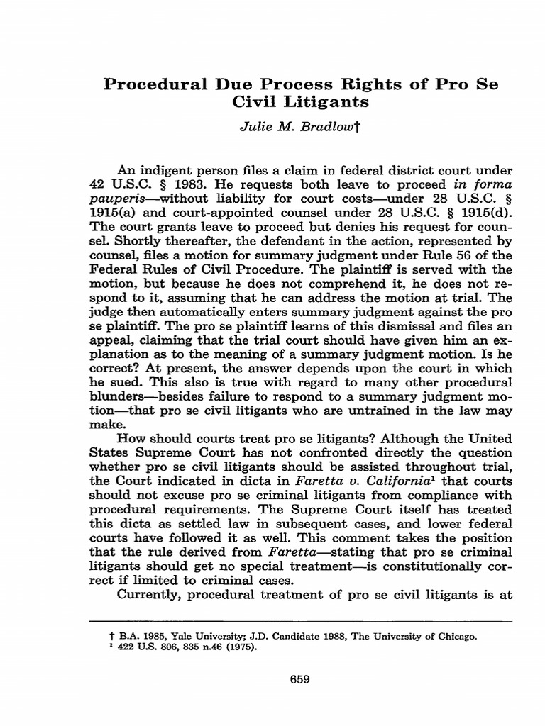 Procedural Due Process Rights of Pro Se Civil Litigants | PDF | Pro Se ...