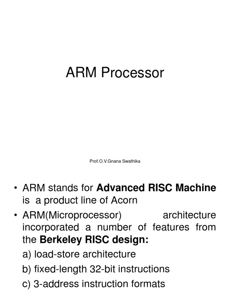 Understanding the ARM Processor Architecture | PDF | Arm Architecture ...