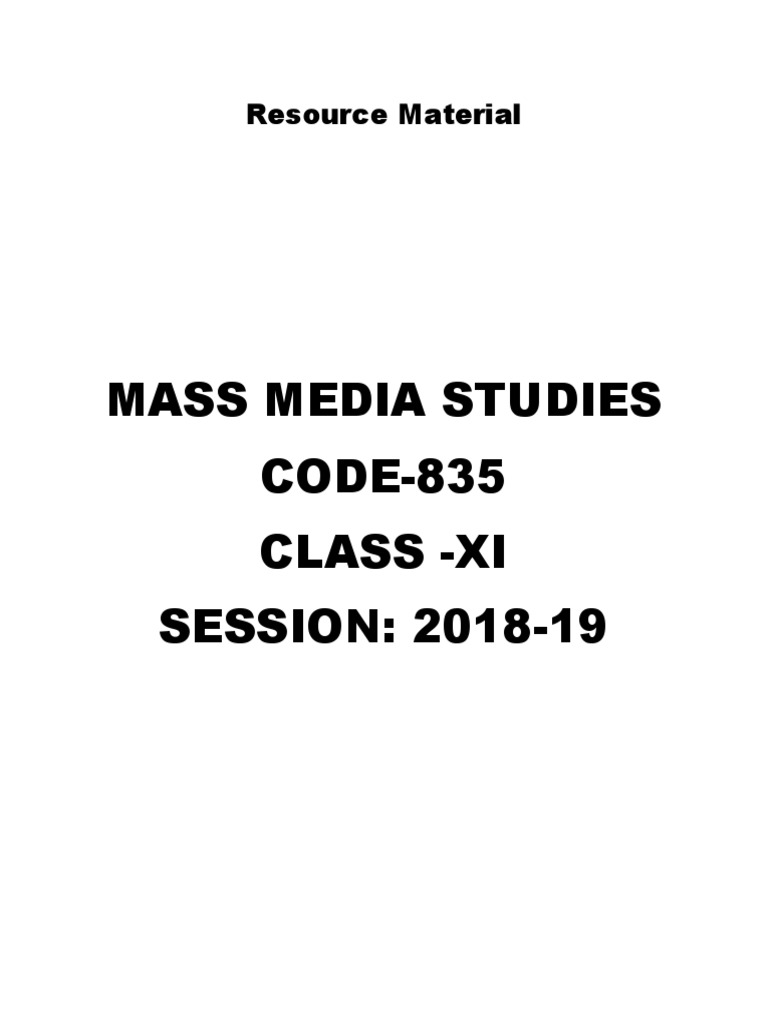 Mass Media Studies-835-Class Xi Resource Material | PDF | Mass Media ...