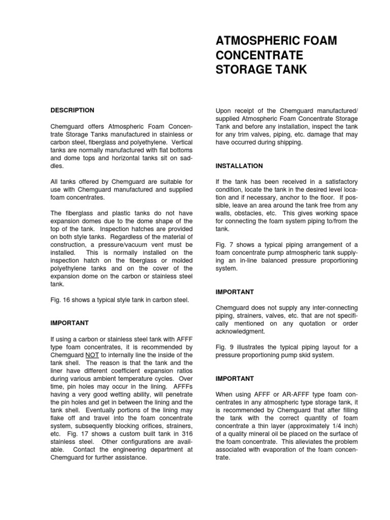 Atmospheric Foam Tank | PDF | Foam | Pipe (Fluid Conveyance)