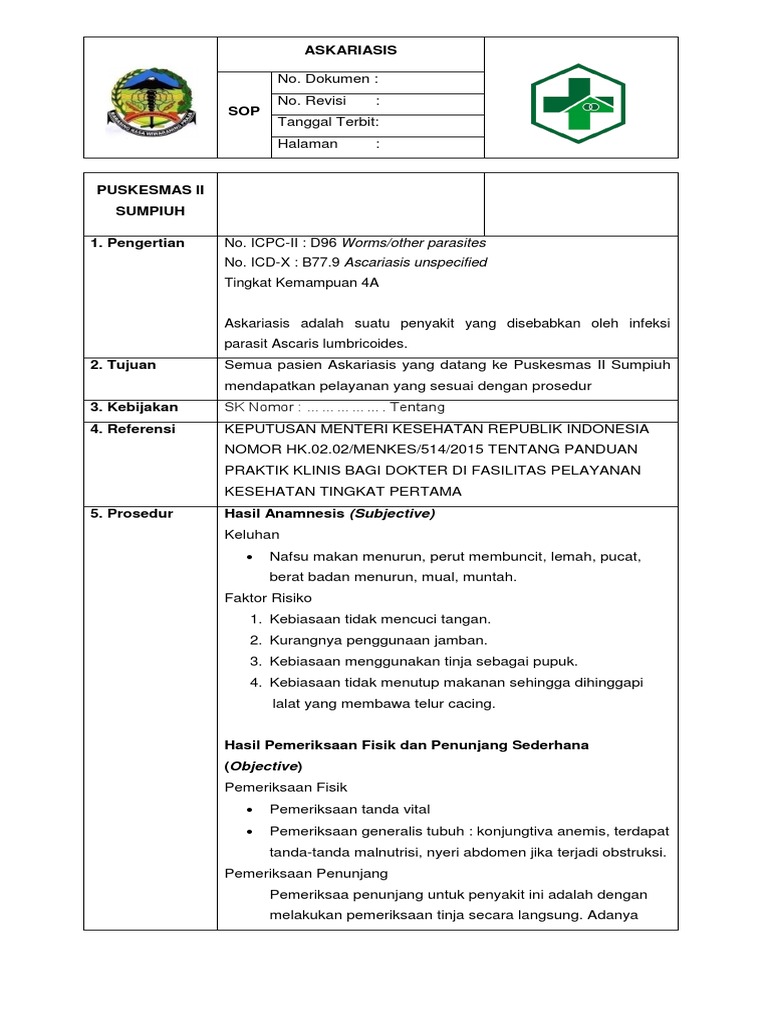 SOP Askariasis | PDF