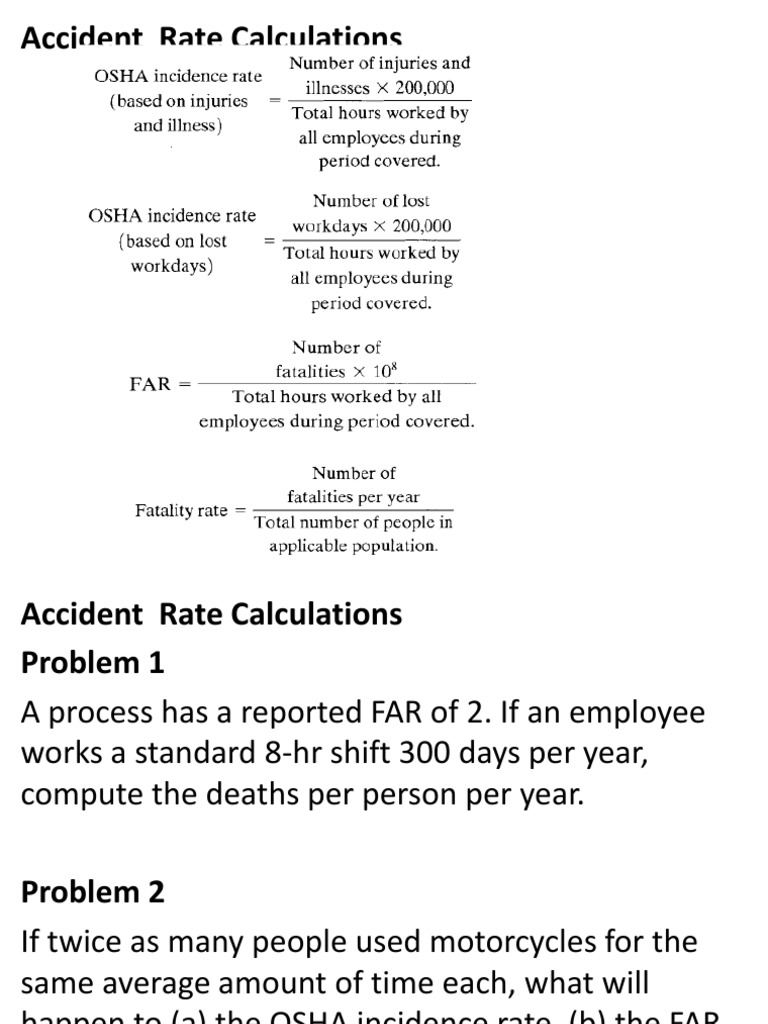 Accident Rate Calculation Methods | PDF | Working Time | Occupational ...