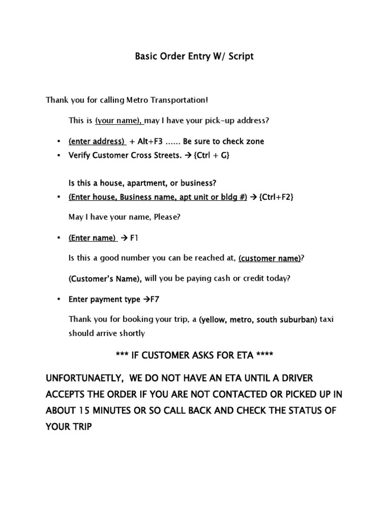 Basic Order Entry SCRIPT | PDF