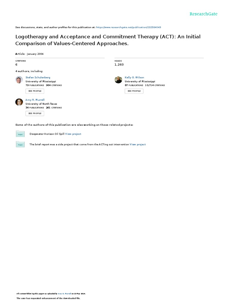 ACT and Logotherapy | PDF