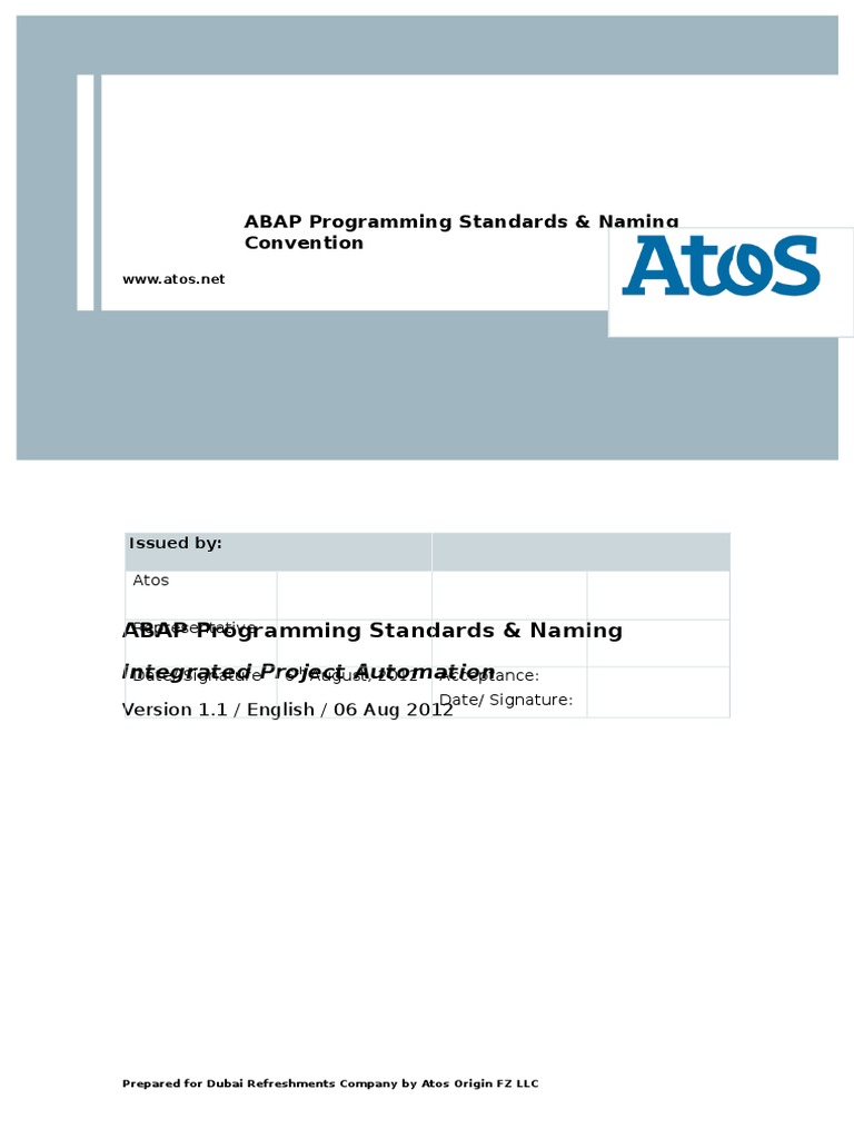 ABAP Coding STD + Naming Conversions | PDF | Object (Computer Science) | Software Engineering