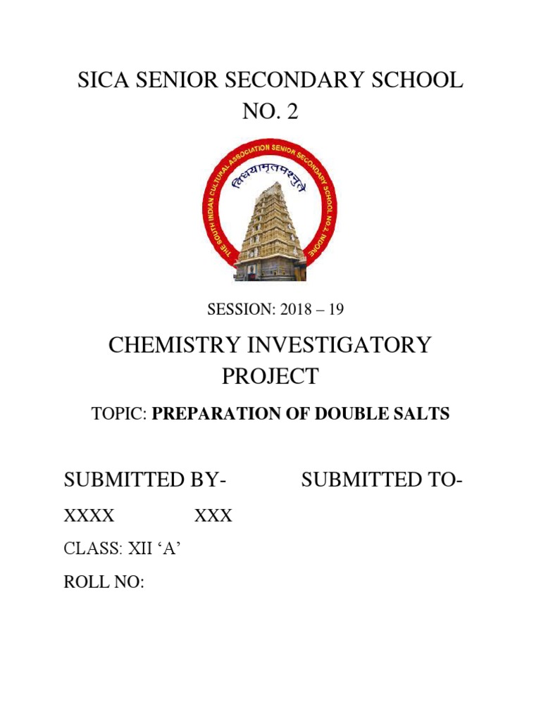 Chemistry Investigatory Project XII | PDF | Salt (Chemistry) | Chemical ...