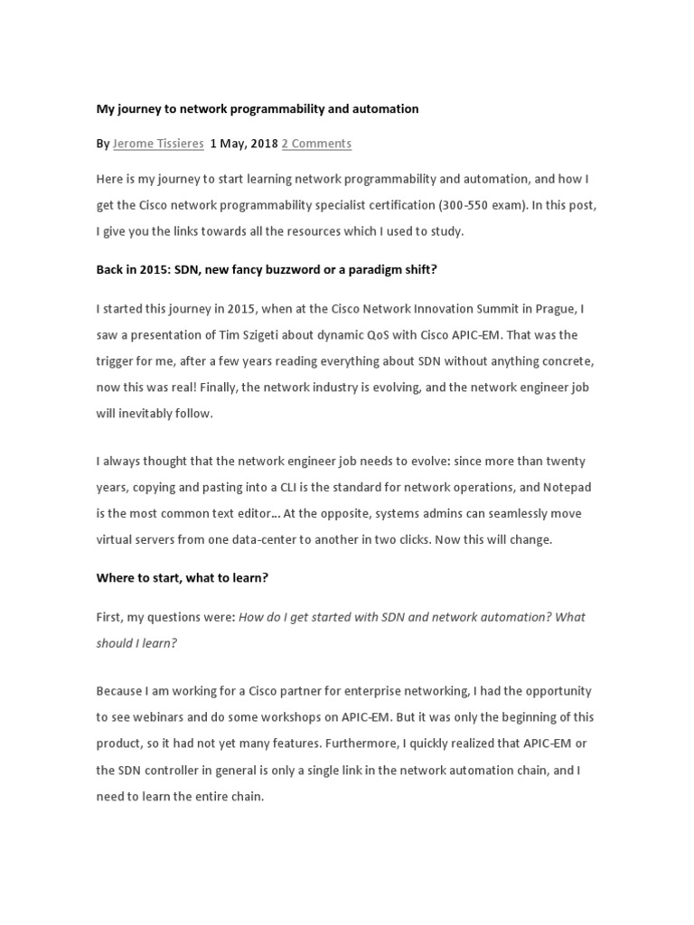 My Journey To Network Programmability and Automation | PDF | Cisco Certifications | Computer ...