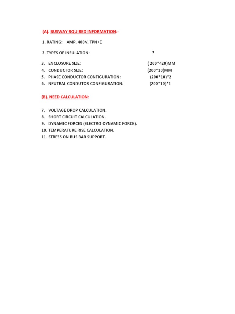 Busway Specs & Calculations Guide | PDF