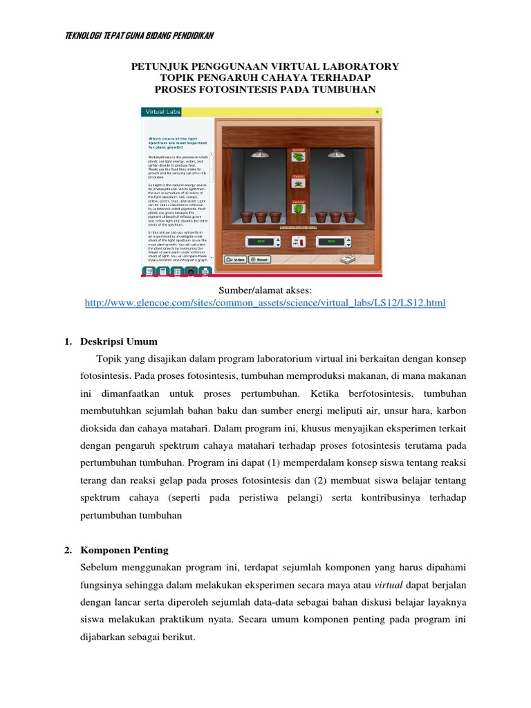 Petunjuk Penggunaan Virtual Laboratory | PDF