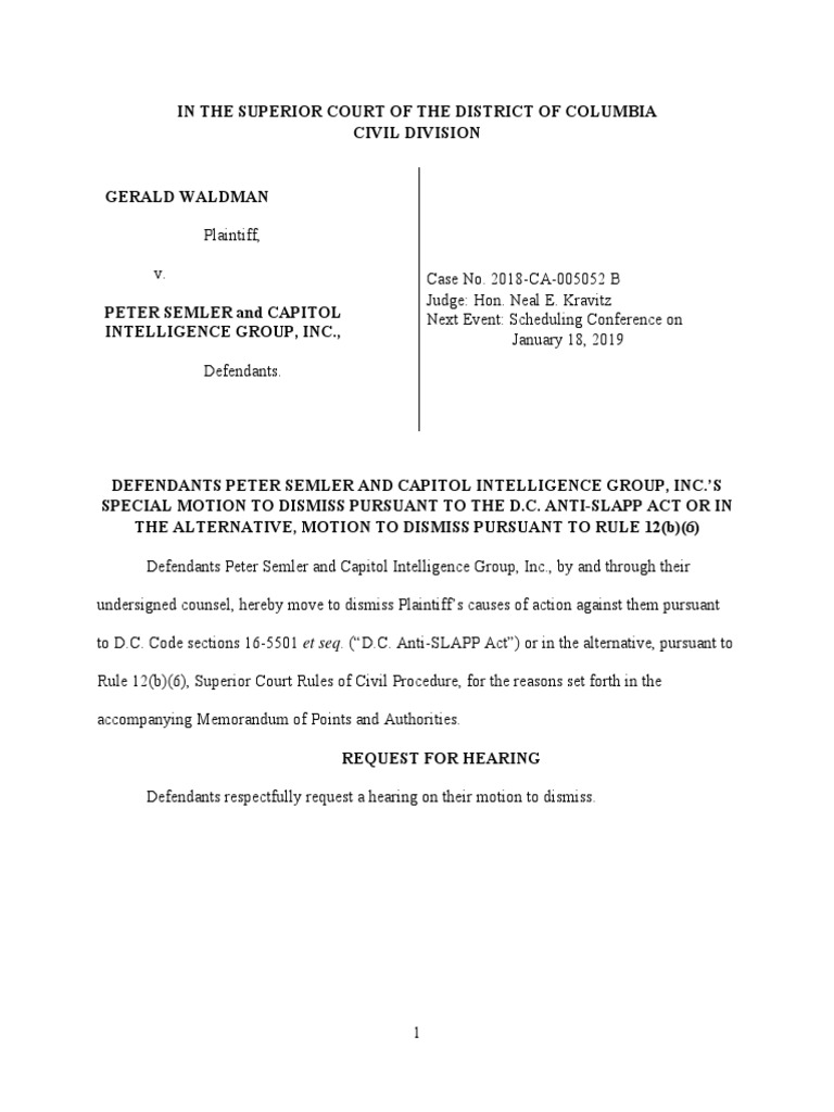 Legal Motion in Anti-SLAPP Case | PDF | Federal Rules Of Civil ...