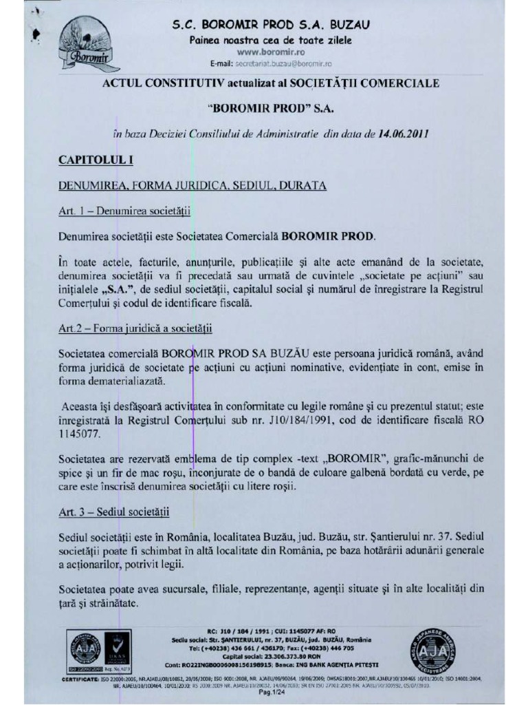 Act Constitutiv 06.20111 | PDF