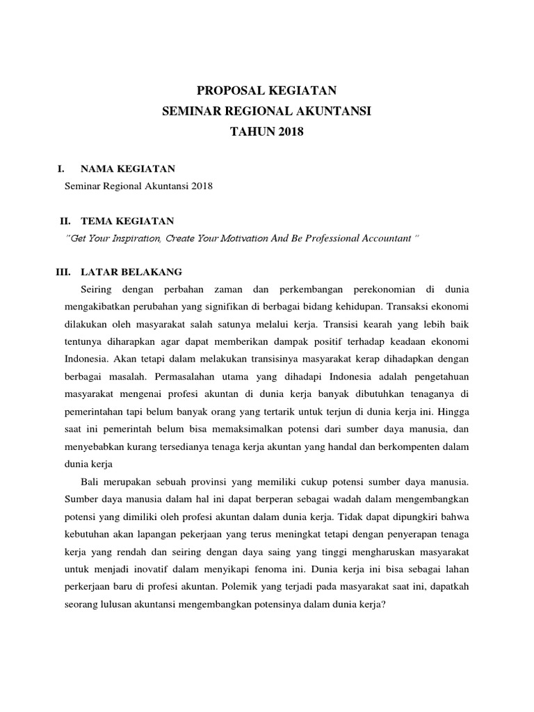 Proposal Seminar Akuntansi 2018 | PDF