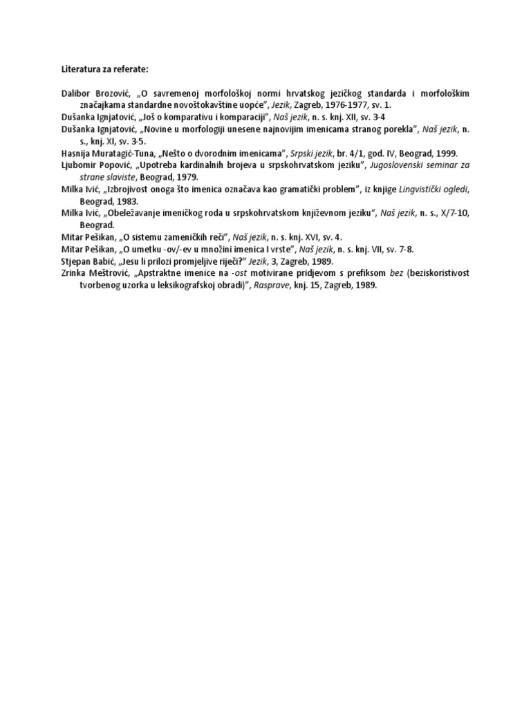 Dodatna I Preporučena Literatura | PDF