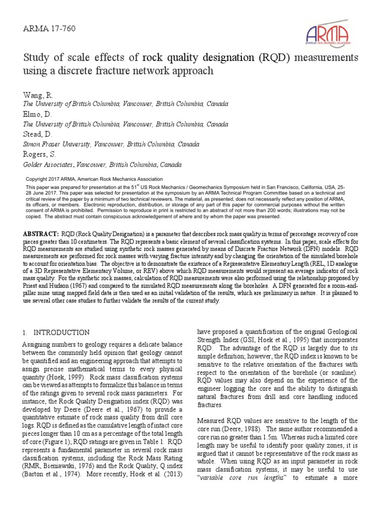 5 - Study of Scale Effects of Rock Quality Designation (RQD ...