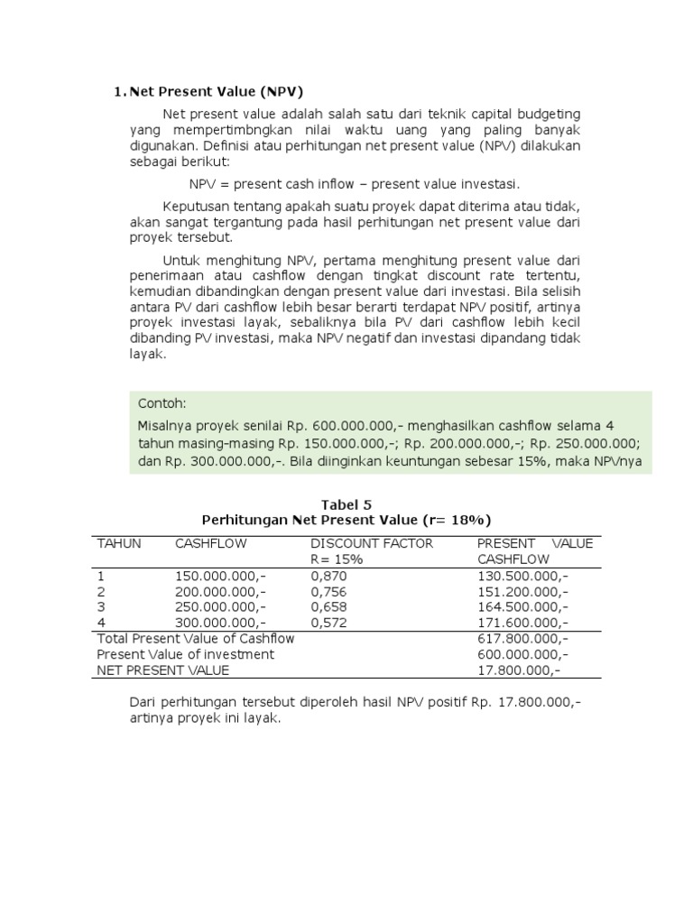Menghitung Net Present Value (NPV) | PDF
