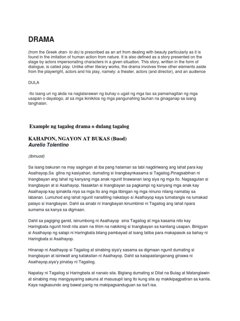Example NG Tagalog Drama o Dulang Tagalog | PDF