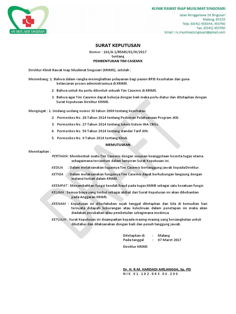 SK Tim Casemix | PDF | Bisnis