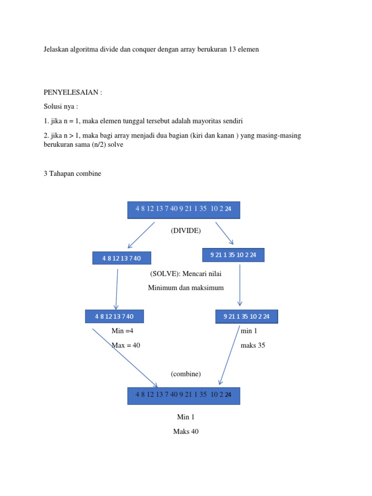 Jelaskan Algoritma Divide Dan Conquer Dengan Array Berukuran 13 Elemen | PDF