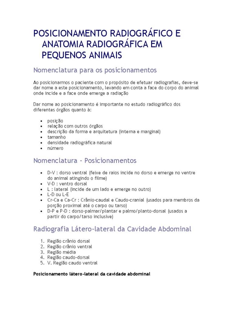 Posicionamento Radiogr-Fico e Anatomia Radiogr-Fica em Pequenos Animais ...