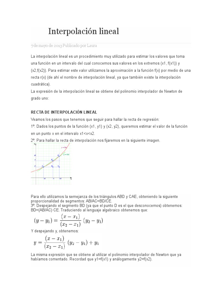 Interpolación Lineal | Línea (geometría) | Mínimos cuadrados
