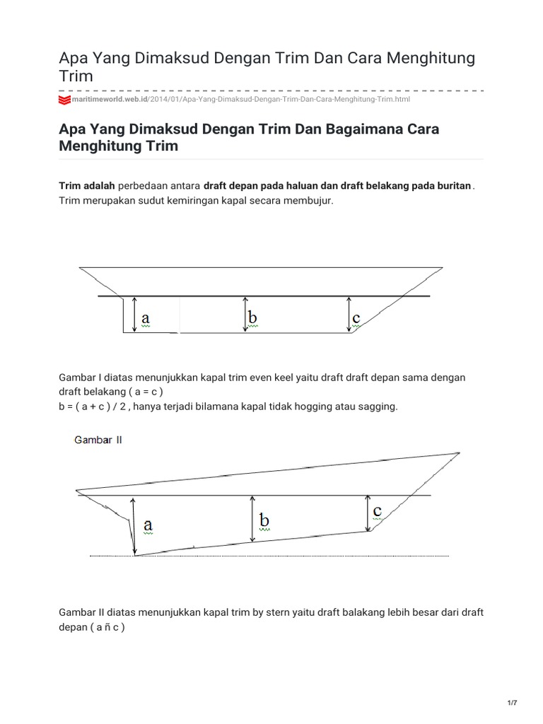 Apa Yang Dimaksud Dengan Trim Dan Cara Menghitung Trim PDF | PDF